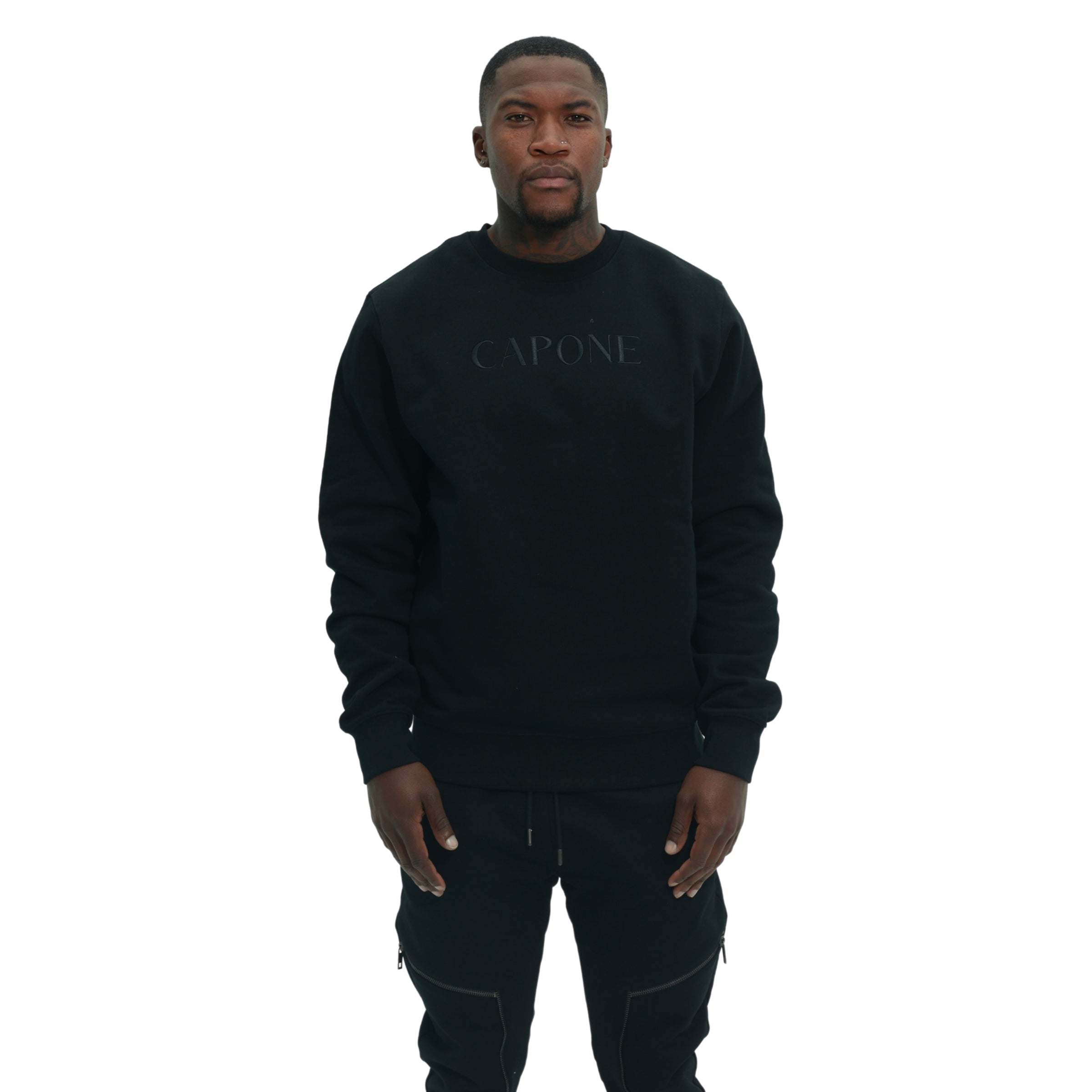Capone Sweater Back Embroidered Print Black – AL Capone Premium