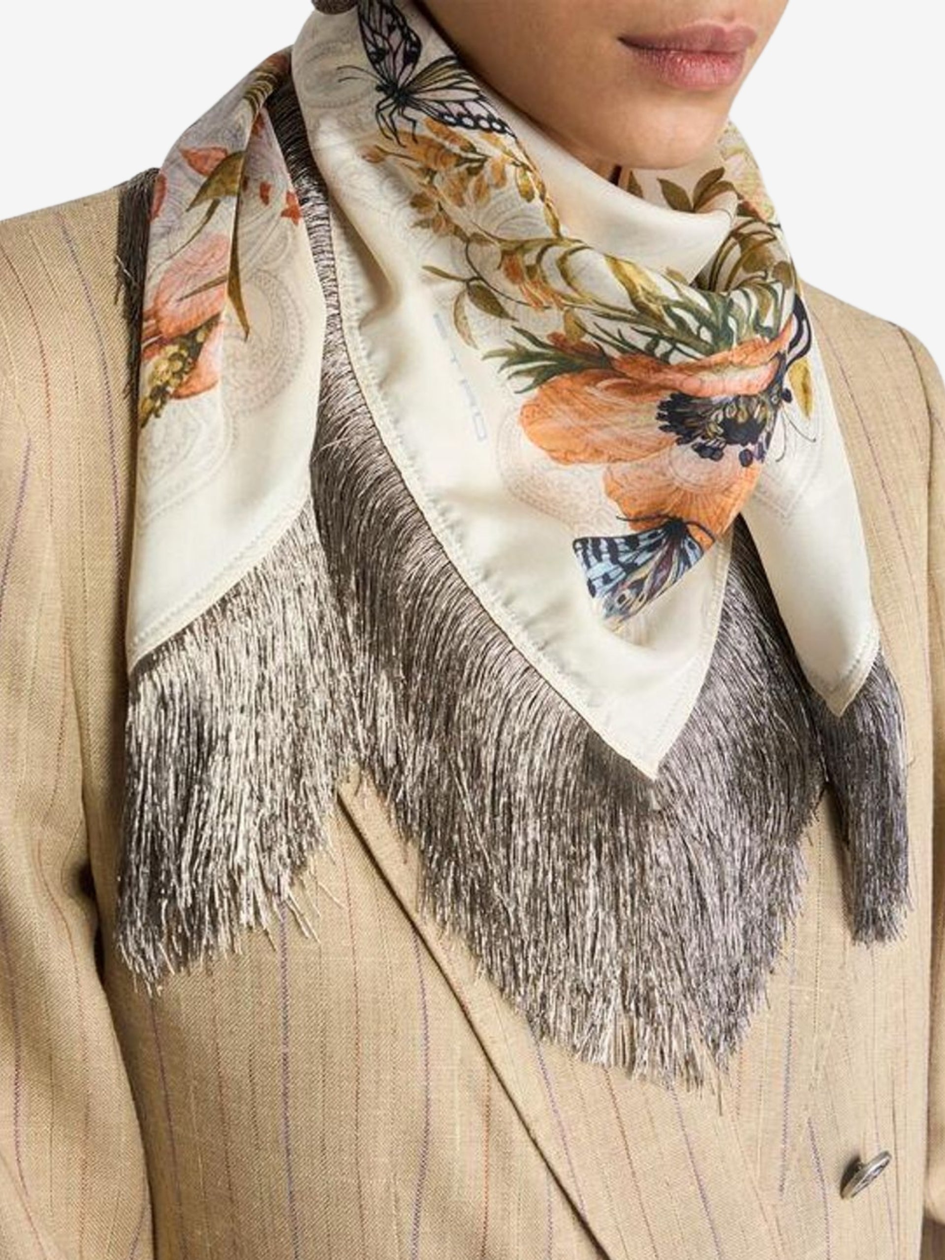 Etro Scarf Turandot Foulard 70X70 St White-Floral - AL Capone Premium