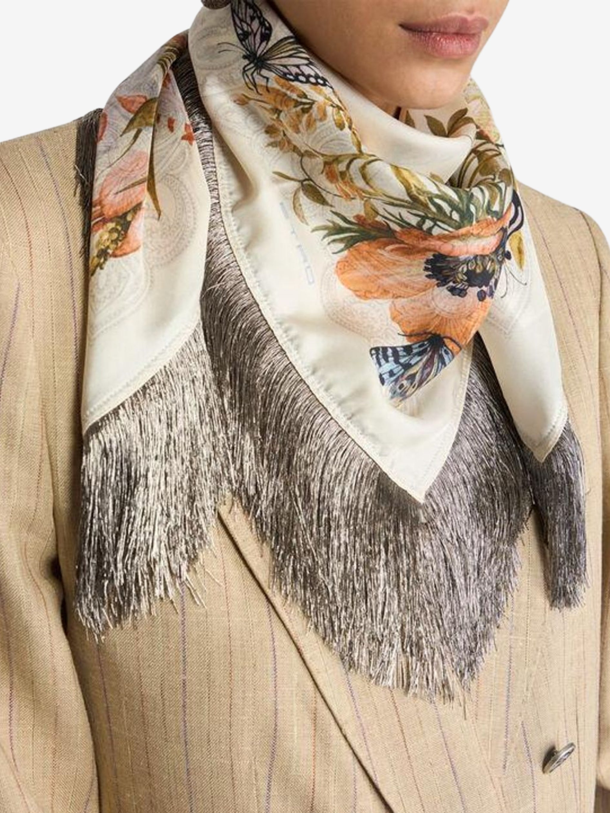 Etro Scarf Turandot Foulard 70X70 St White-Floral - AL Capone Premium