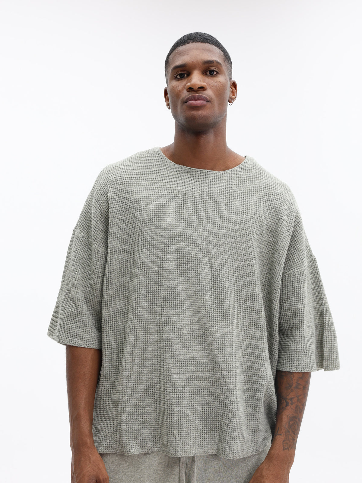 Essentials Waffle Short Sleeve Tee Concrete Heather - AL Capone Premium