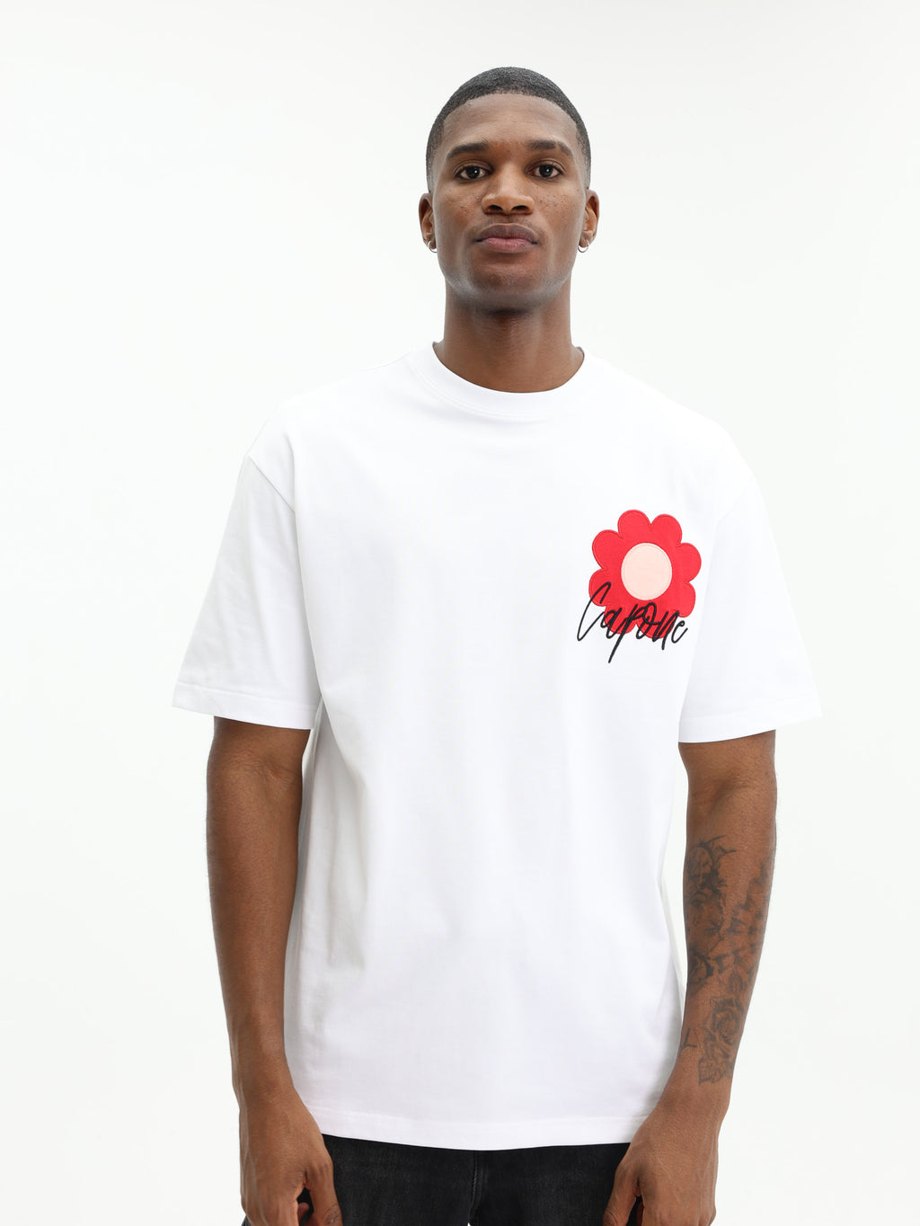 Capone T-Shirt Flower Logo White - AL Capone Premium