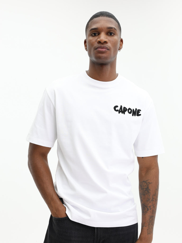 Capone T-Shirt Corner Logo White-Black - AL Capone Premium