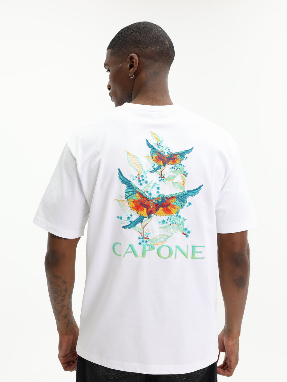 Capone T-Shirt Logo White-Aqua - AL Capone Premium