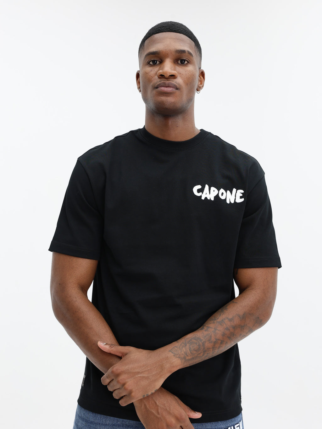 Capone T-Shirt Corner Logo Black-White - AL Capone Premium
