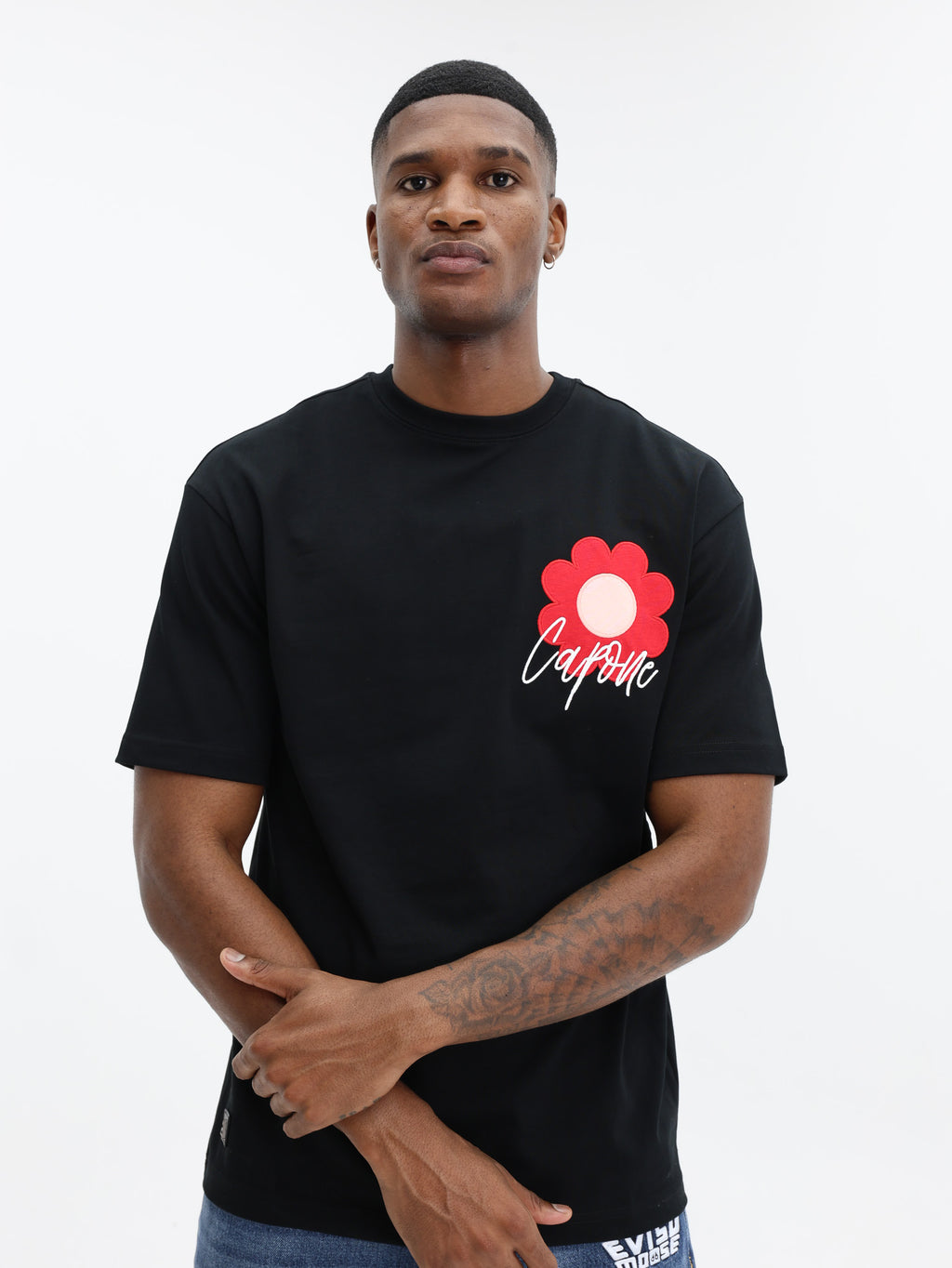 Capone T-Shirt Flower Logo Black - AL Capone Premium