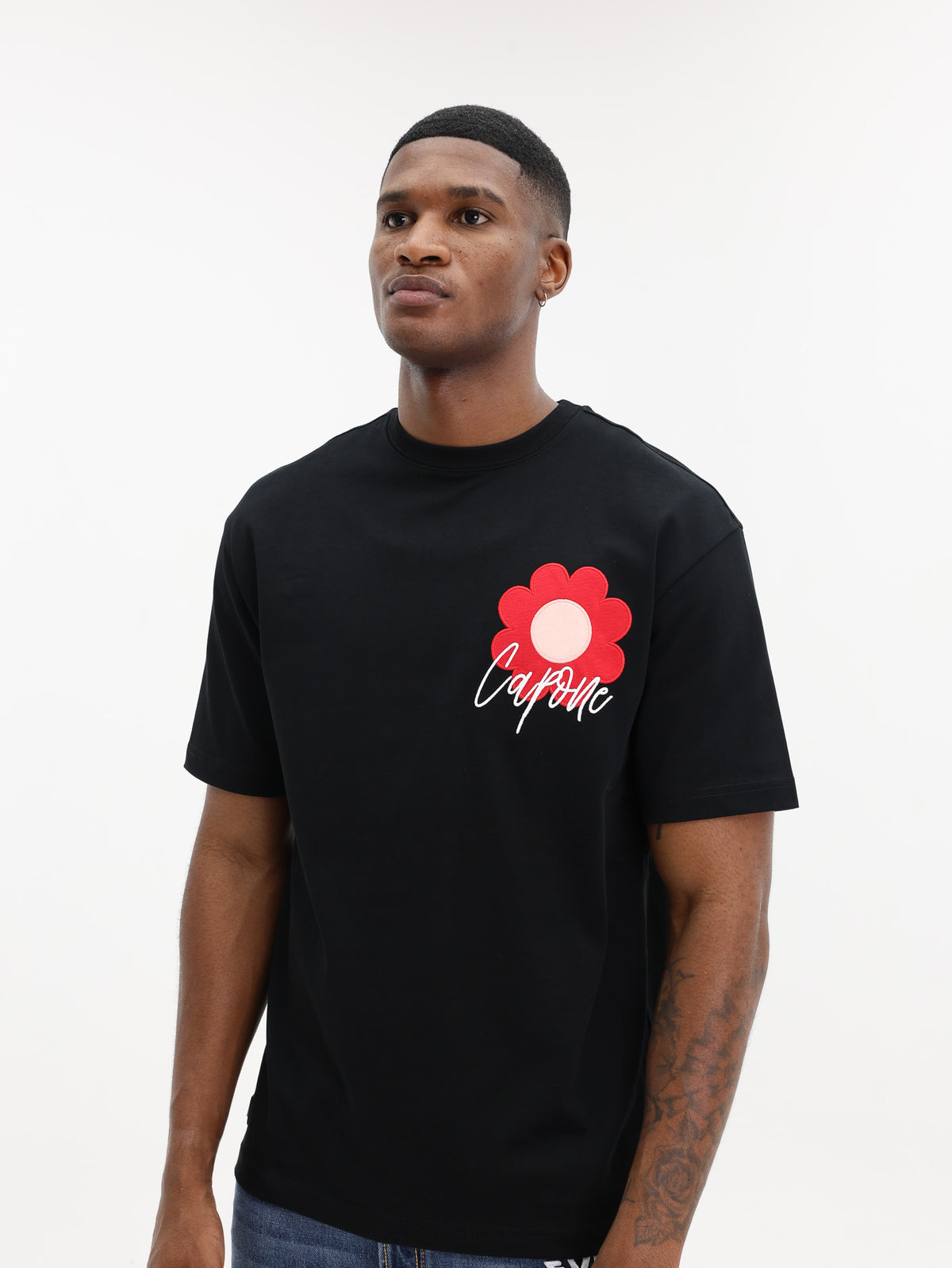 Capone T-Shirt Flower Logo Black - AL Capone Premium