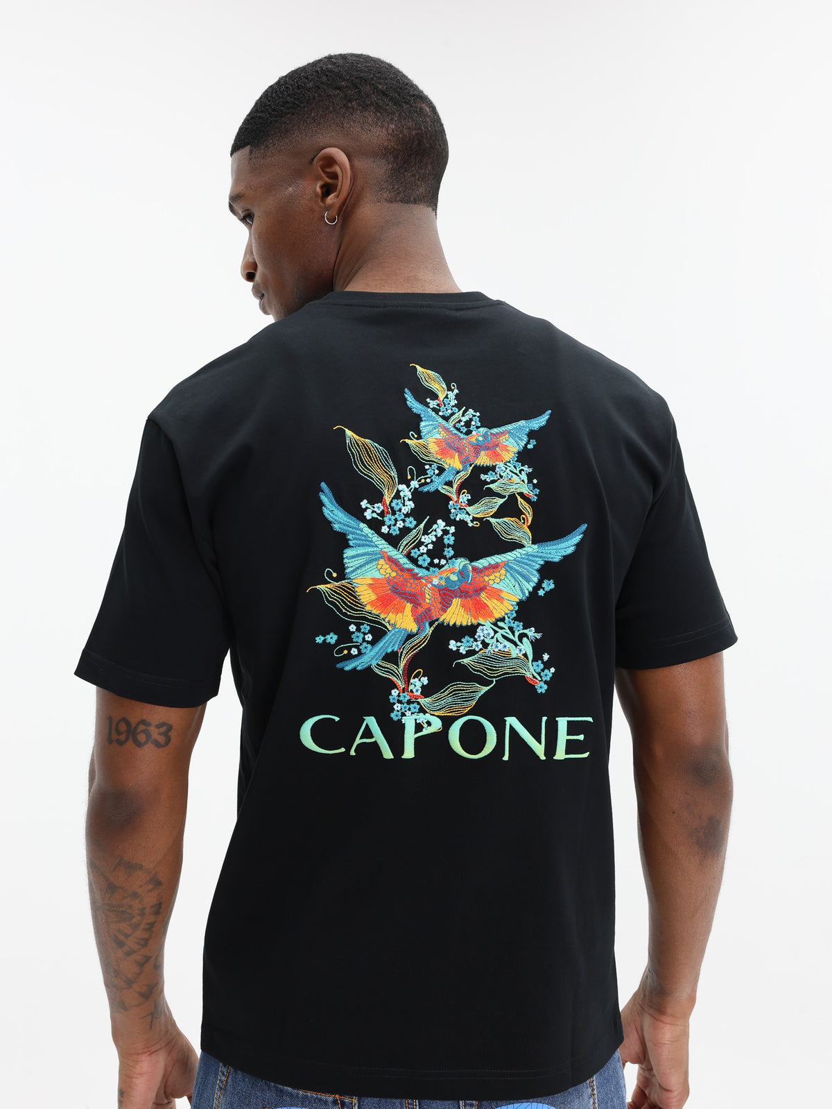 Capone T-Shirt Logo Black-Aqua - AL Capone Premium