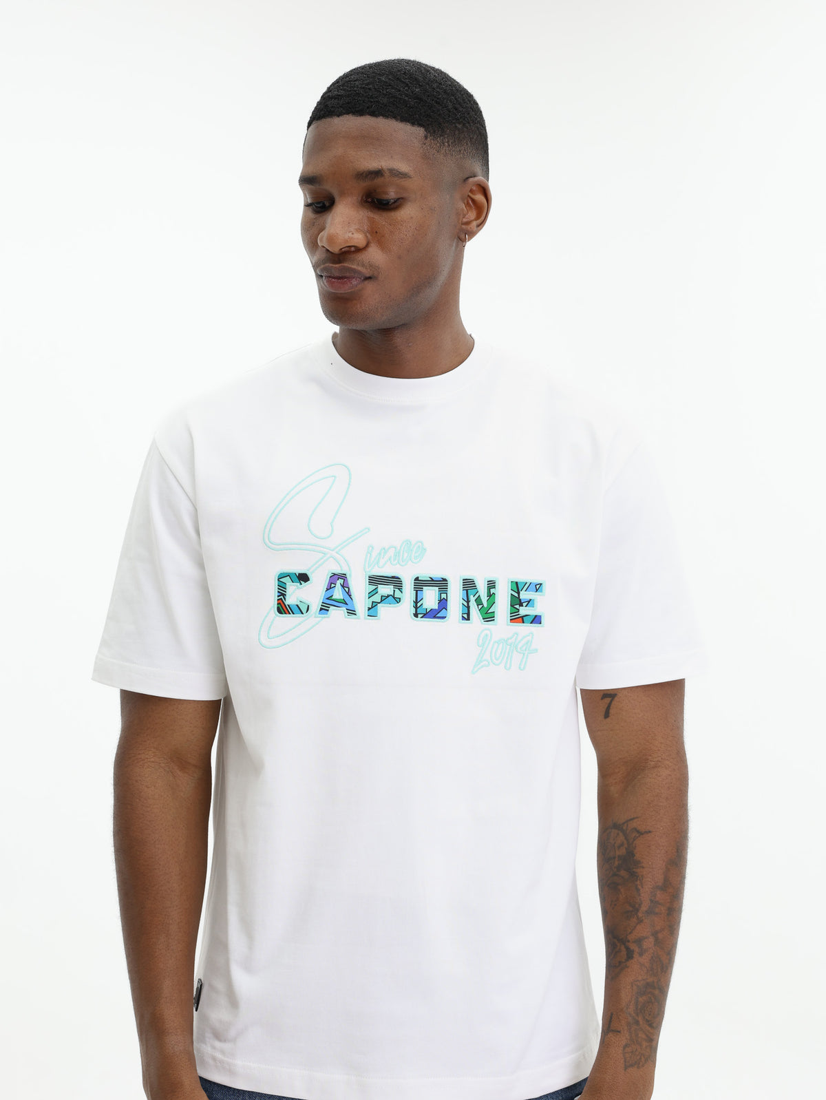 Capone T-Shirt Logo Since 2014 White-Multi - AL Capone Premium