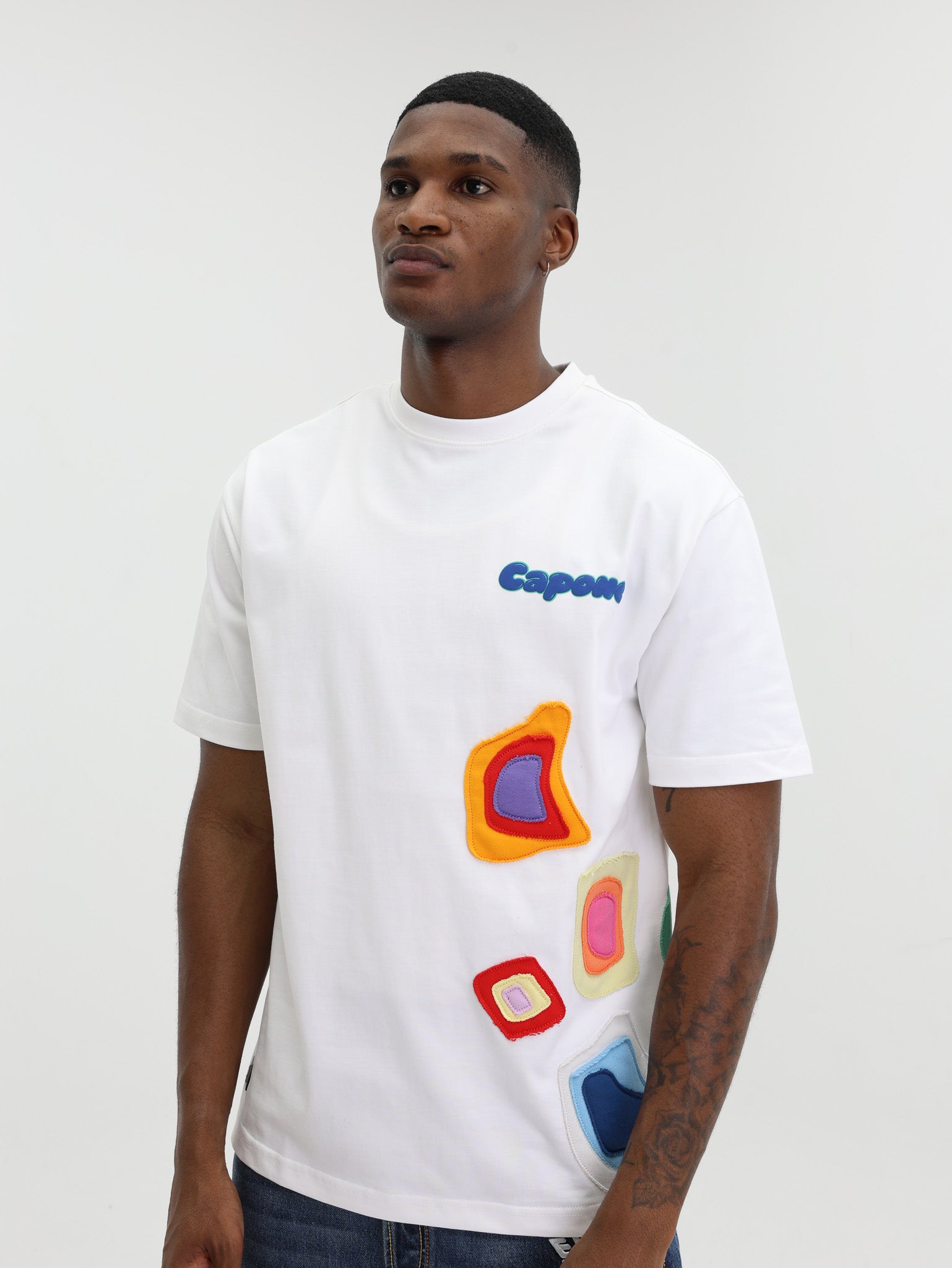 Capone T-Shirt Patches Logo White-Multi - AL Capone Premium