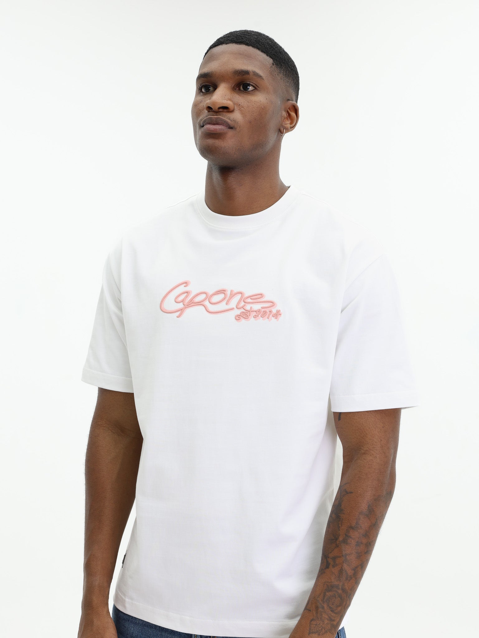 Capone T-Shirt Logo White-Pink - AL Capone Premium
