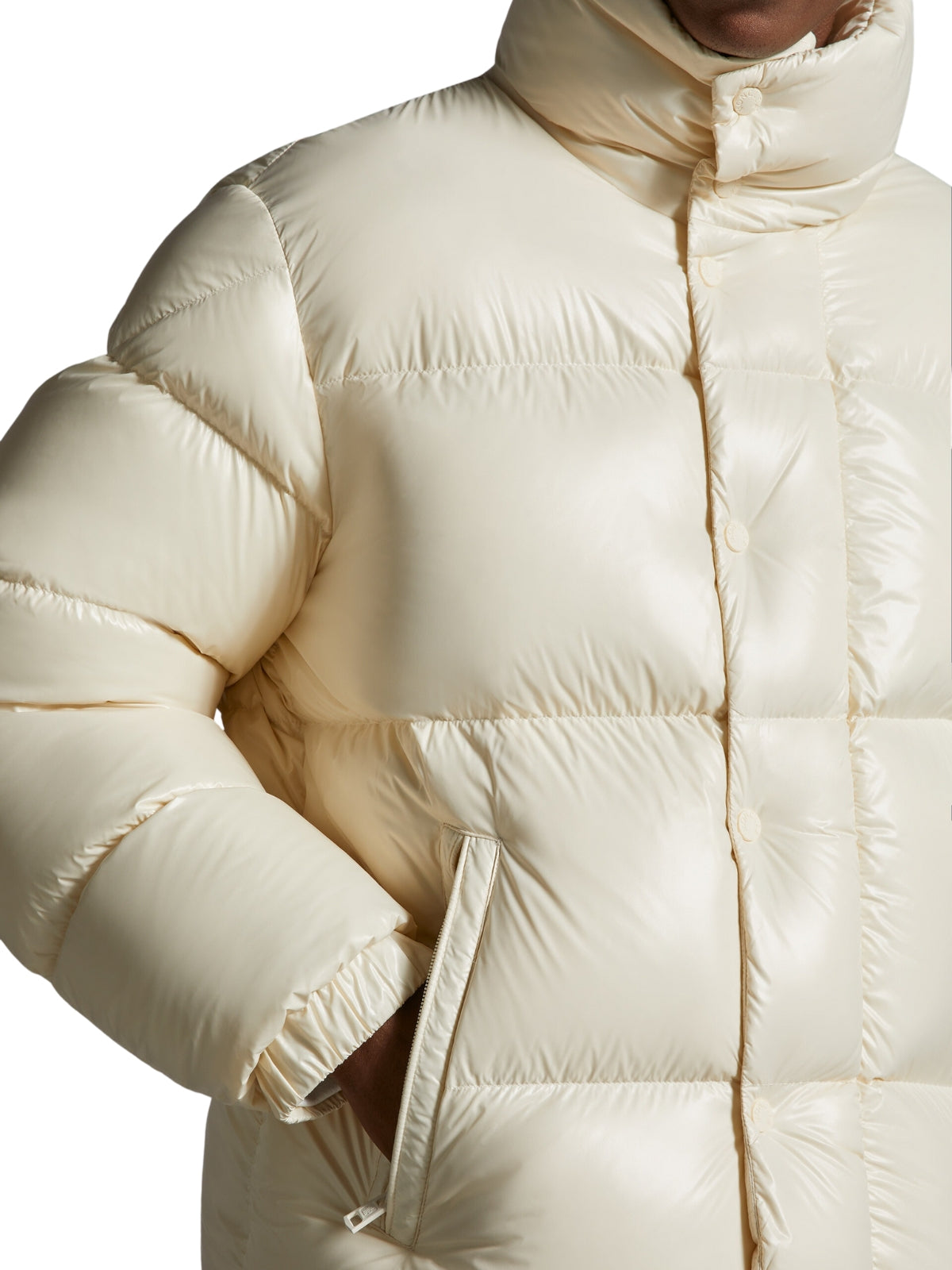 Moncler Jacket Misam Quilted Logo Cream - AL Capone Premium