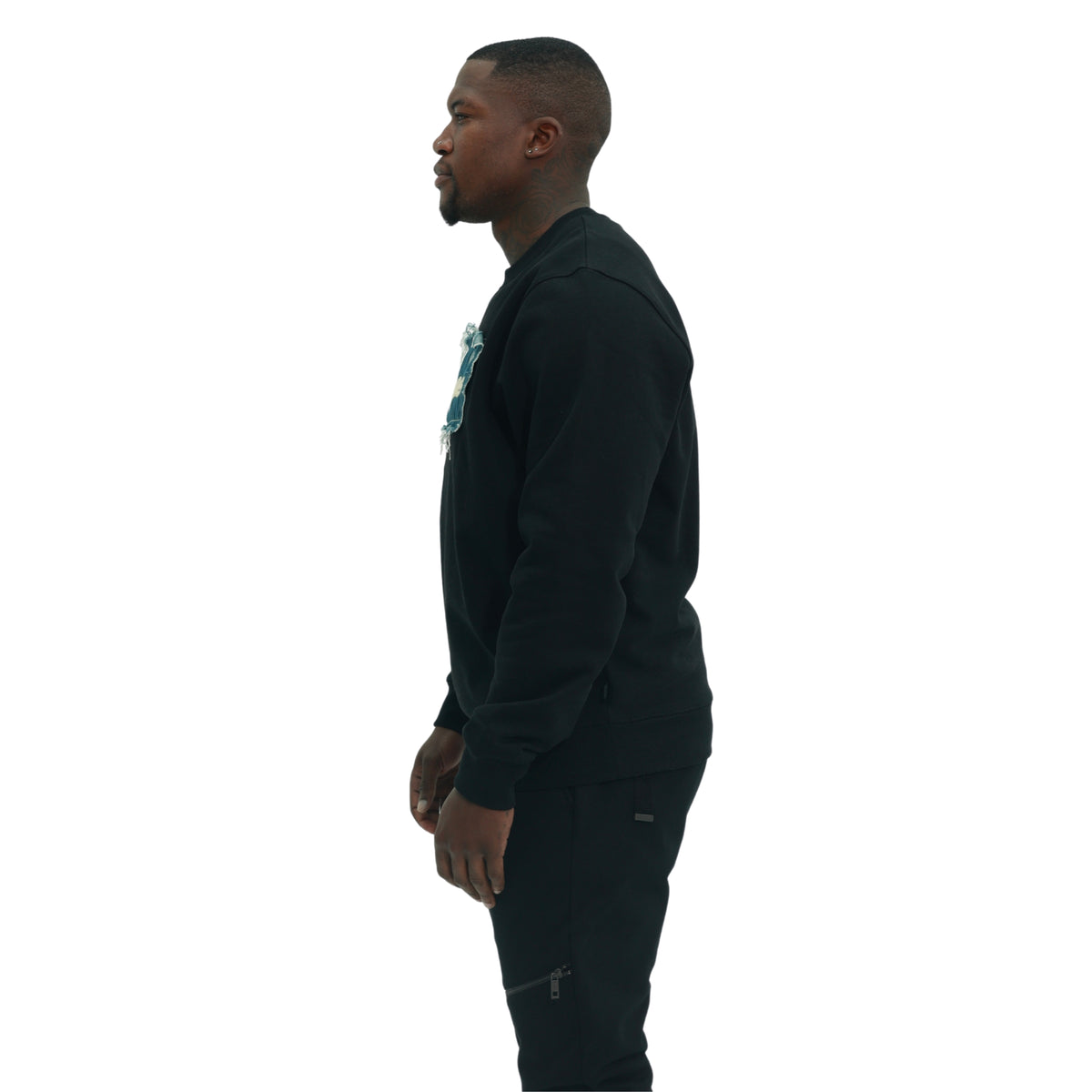 Capone Sweater Denim Patch Logo Black – AL Capone Premium