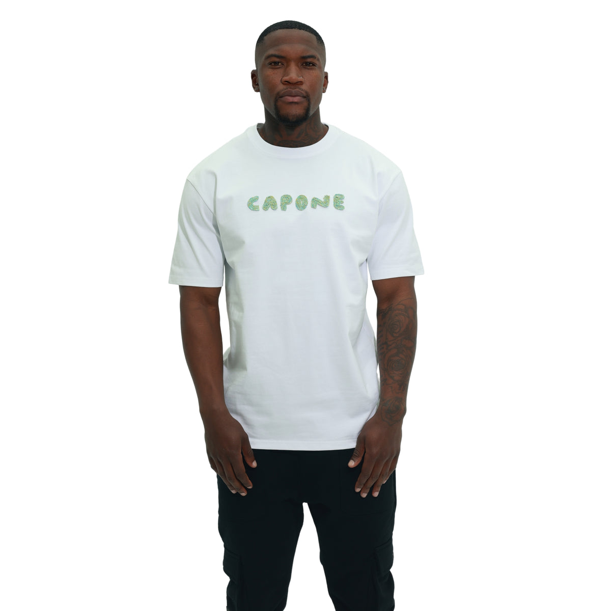 Capone T-Shirt Crew Back Paint Graphic White – AL Capone Premium