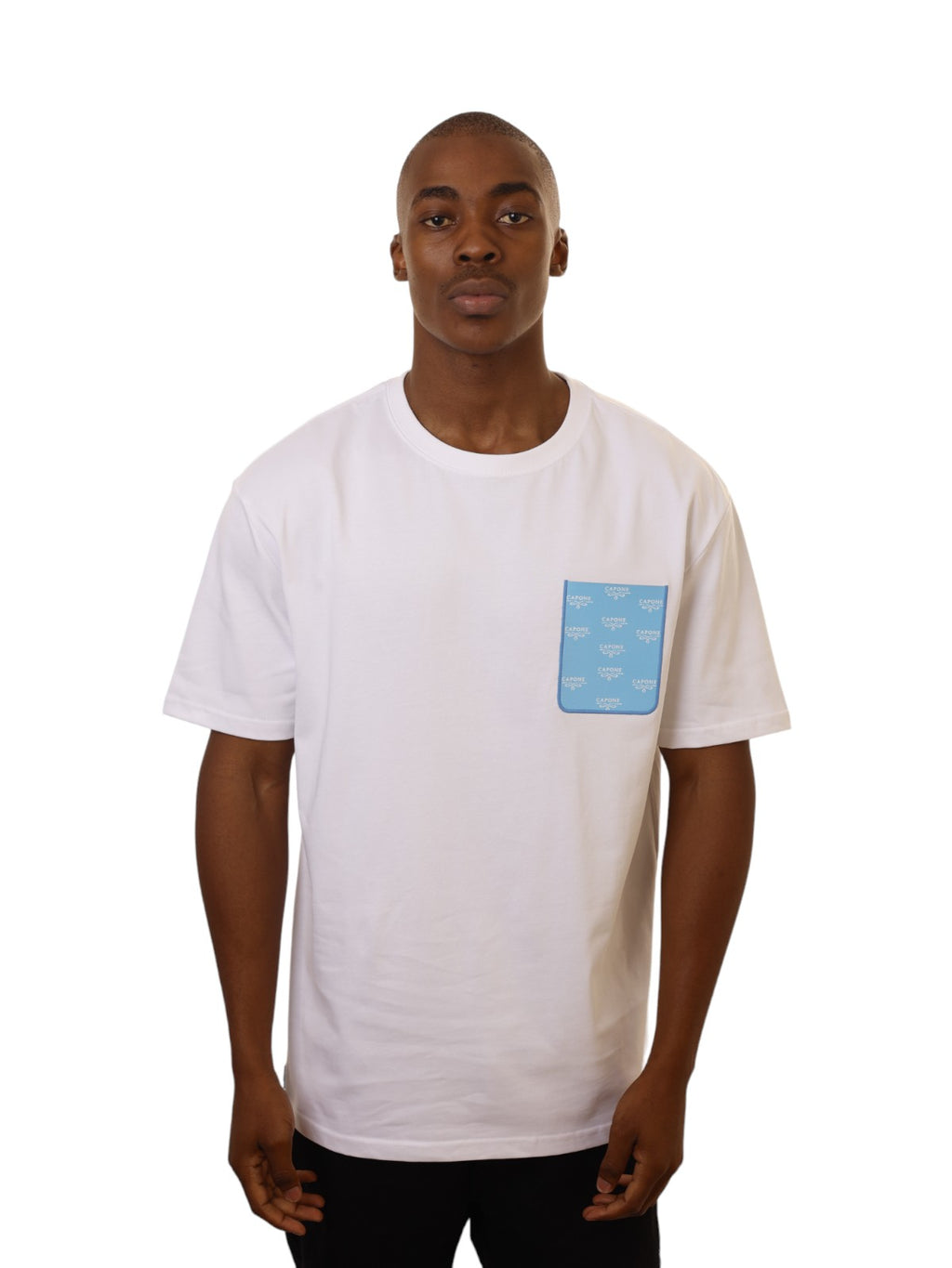 Capone T-Shirt Leather Patch White - AL Capone Premium