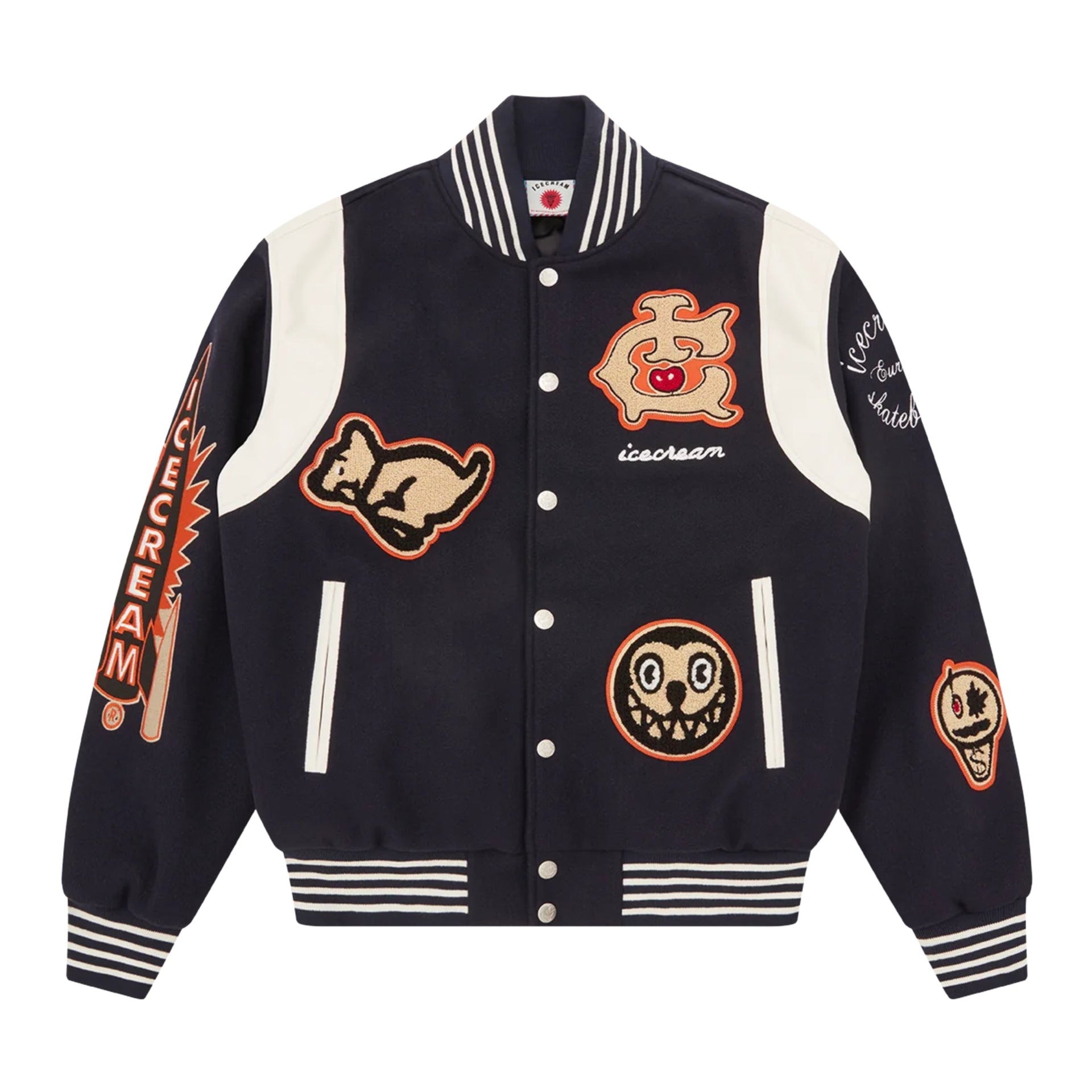 Ice Cream Collegiate Patch Varsity Jacket Navy - AL Capone Premium